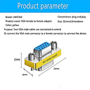 LNHCAW vga to vga 15 vga Connector、Null Modem Adapter Male to Male、Male to Female、vga Female to Female Adapter Extender Dual vga Adapter for 2 Monitors (2, Female to Female)
