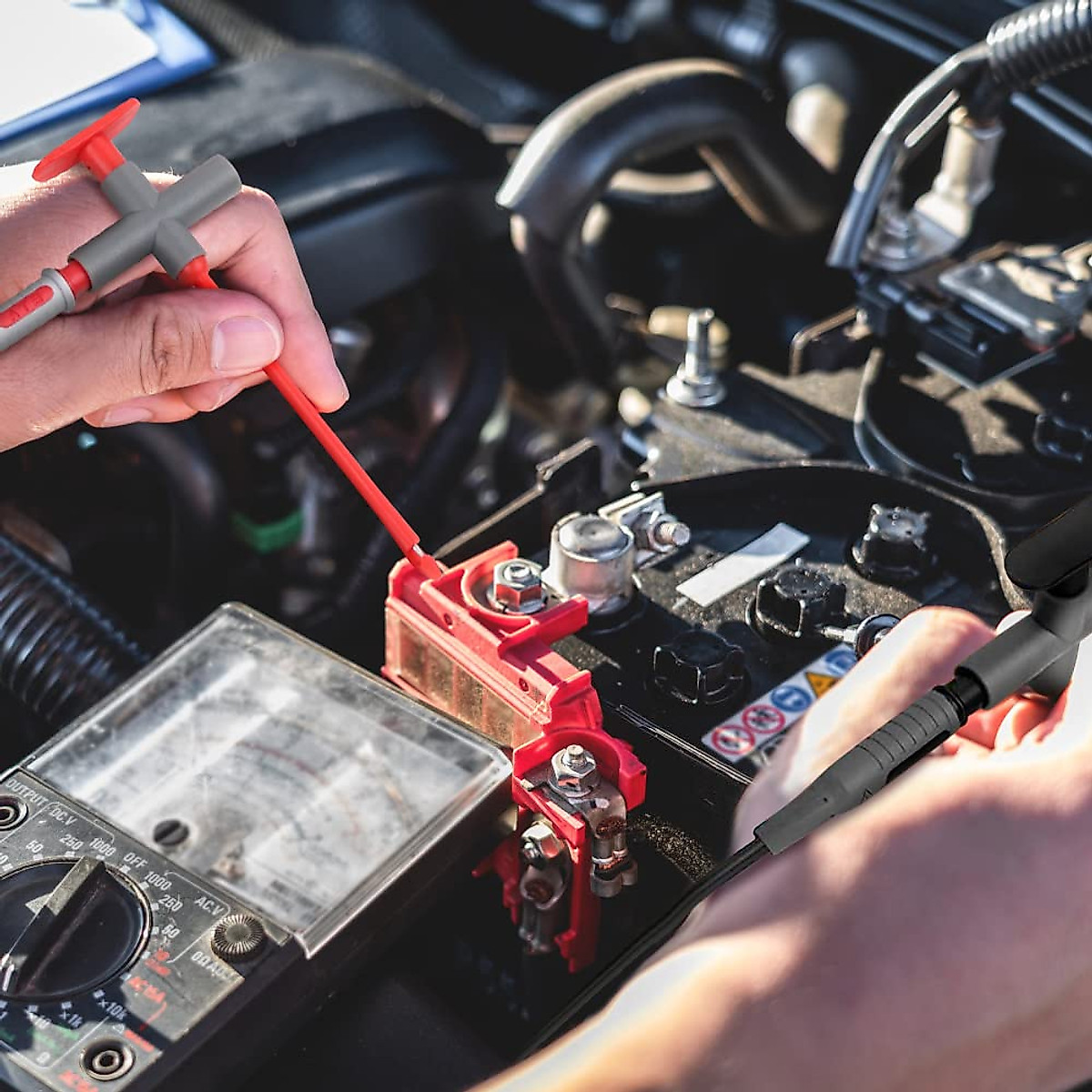 Multimeter Test Clips, Pack of 2 P5010 Puncture Probe Auto Repairing Multimeter Test Clip Car Testing Tool Wire Piercing Probe Clip Automotive Test Wire Kit for Automobile Inspection Auto Repairing