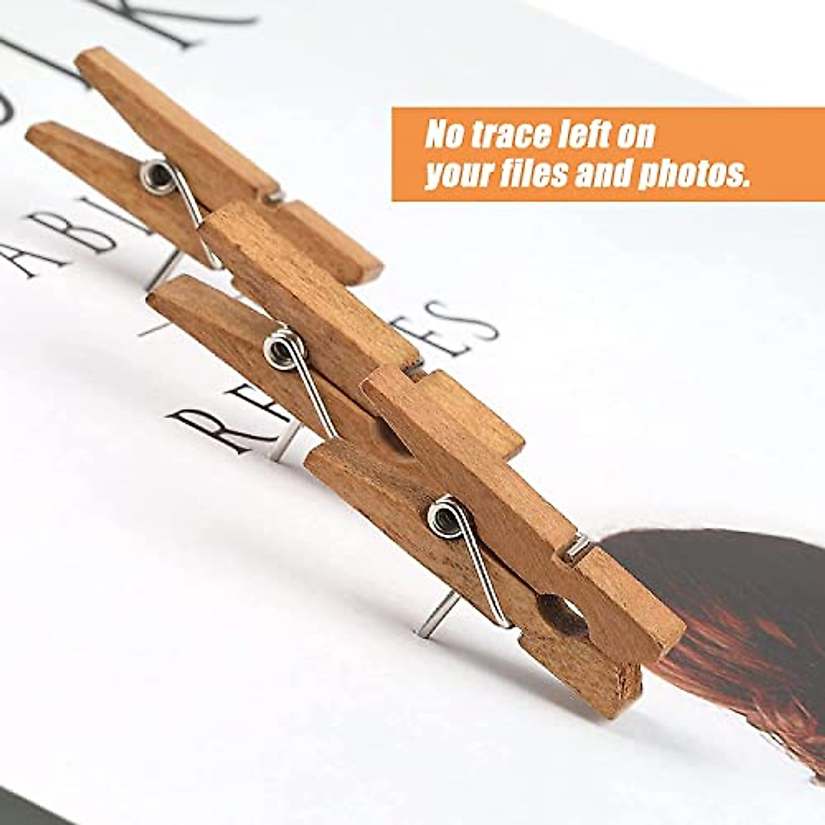 50 PCS Push Pin with Wooden Clips, Durable Wooden Push Pins, Decorative Pushpins Tacks Thumbtacks, Tacks for Cork Board Artworks Notes Photos, Craft Projects, Offices and Homes