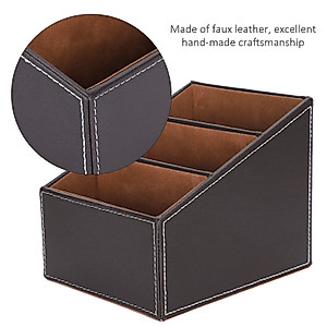 Aqur2020 Desk Faux Leather Storage Box Creative Stationery Cute Office Stationery Business Organizer Supplies 3 Grid Leatherette Color Office Materials Pen Storage Desktop Storage
