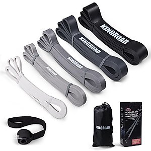 Resistance Band Pull Up Assistance Bands,Set of 5 Resistance Heavy Duty Exercise Stretch Fitness Bands for Stretching Power Lifting Workout Training with Instruction Guide (Black Set of 5)