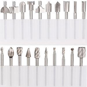 SPTA 10Pc HSS Router Carbide Engraving Bits & 10Pcs Router Bit 1/8"(3mm) Shank for Rotary Tools for DIY Woodworking, Carving, Engraving, Drilling