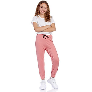 Sweet Hearts Girls' Sweatpants - Super Soft Athletic Performance Joggers: Made in USA (3 Pack), Size 10-12, Black/Mauve/Navy