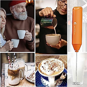 Electric Milk Frother Handheld, Battery Operated Whisk Beater Foam Maker for Coffee, Cappuccino, Latte, Matcha, Hot Chocolate, Mini Drink Mixer, No Stand, Coral