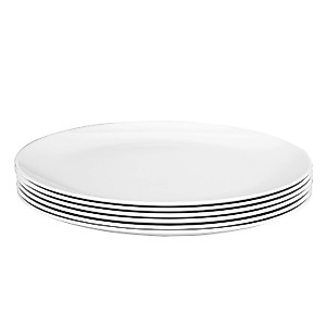 KOXIN-KARLU Melamine Plates, 10.5-inch Dinner Plates Dinnerware Dish, set of 6 White | 100% Melamine, Dishwasher Safe, BPA Free