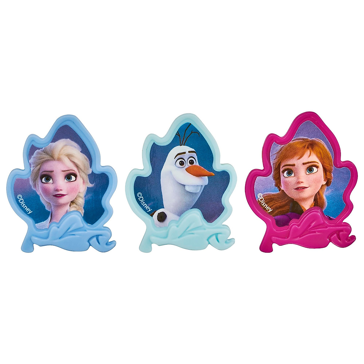 DecoPac Frozen II Rings, Cupcake Decorations Featuring Elsa, Anna, And Olaf For Birthday And Christmas Celebrations - 24 Pack