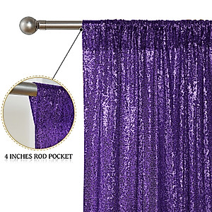 Sugargirl Purple Sequin Backdrop Curtain 2 Panels 2FTx8FT Glitter Purple Background Drapes Sparkle Photography Backdrop for Party Wedding Birthday Wall Decoration
