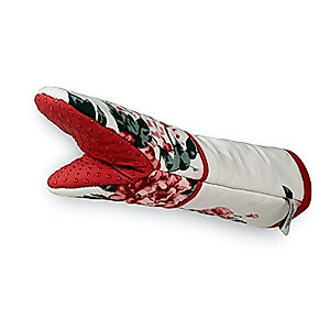 Perfect Present For Mothers, Ideal Mothers Kitchen Linen Set. Set Include Greeting Card, Bib Apron, Oven Mitt, Pot Holder, Kitchen Towel. Beautiful Flower Design, 100 Percent Cotton.