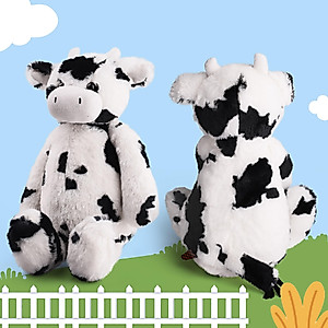LotFancy Cow Stuffed Animals, 16 inch Tubbie Wubbie Soft Plush Cow for Babies, Farm Animal Toy Birthday for Boys Girls, White and Black, Kids Room Decoration