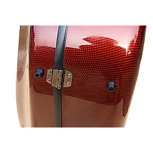 Hard Cello Case 4/4 Full Size Mixed Carbon Fiber Strong & Ultralight Cello Box with 2 Bow Holders & 2 Strong Handle & 2 Back Straps & Wheels Cello Bag (Red)