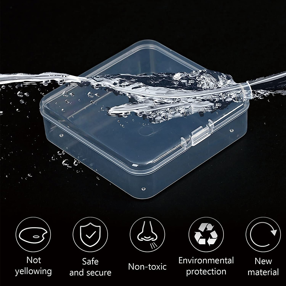 Pure Future 48 Pieces Small Plastic Bead Storage Containers and Organizer Transparent Boxes with Hinged Lid, Clear Craft Supply Box for DIY Art Craft Accessor, Jewelry, Diamonds(1.37*1.37*0.7 Inches)