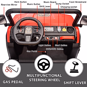 Nitoess 2 Seater 24V Kid Dump Truck with Remote Control Electric Utility Vehicles UTV 2WD/4WD Battery Powered 6 Wheeler,Ride on Car Kids Ride On Dump Truck,EVA Tire,Red