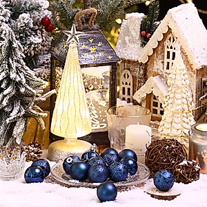 34ct Navy Blue Mini Christmas Ball Ornaments Shatterproof Plastic Christmas Tree Decorations for Xmas Party Home Office Holiday Halloween Decor -Small Size (1.57"/ 40mm)