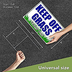 3 PC Keep Off Grass Sign with Stake - 8 x 12 Double Sided Coroplast Do Not Walk on Grass Sign - Keep Dogs Off Lawn - Stay Off Grass Signs for Yard 1