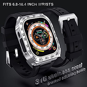 BEIZIYE Stainless Steel Case with Band Compatible Apple Watch Ultra 49mm, Designed for Men's Apple Watch Ultra 49mm Case (Silvery)