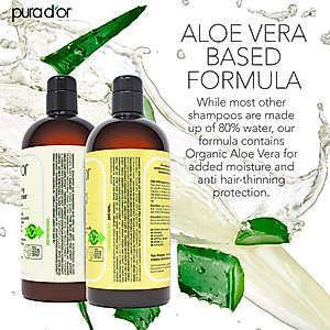 PURA D'OR Anti-Thinning Biotin Shampoo & Deep Moisturizing Conditioner Original Gold Label Set (24oz x2) Natural Earthy Scent, CLINICALLY TESTED Effective Results, DHT Blocker Thickening, Women & Men