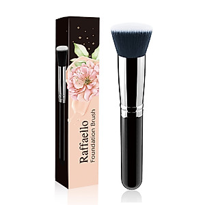 Flat Top Kabuki Foundation Brush By Raffaello - Premium Makeup Brush for Liquid, Cream, and Powder - Buffing, Blending, Flawless Face Brush