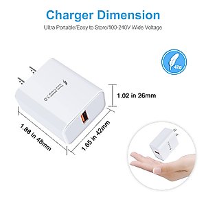 Quick Charge 3.0 Wall Charger Block Plug,USB Cube Power Adapter Fast Charging Block for Samsung Galaxy S24 S23FE A15 A25 A14 A13 A54 S22 S21 S10 S9 S8 A20 A12 A53 A03S A04S A51 A52 A24 A23 A34,Note 20