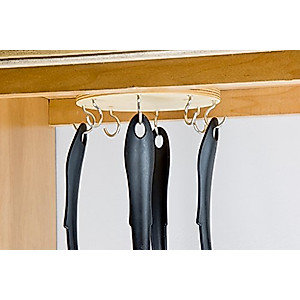EZ Reach - Under Cabinet Utensil Holder (Maple - Stainless Hooks)