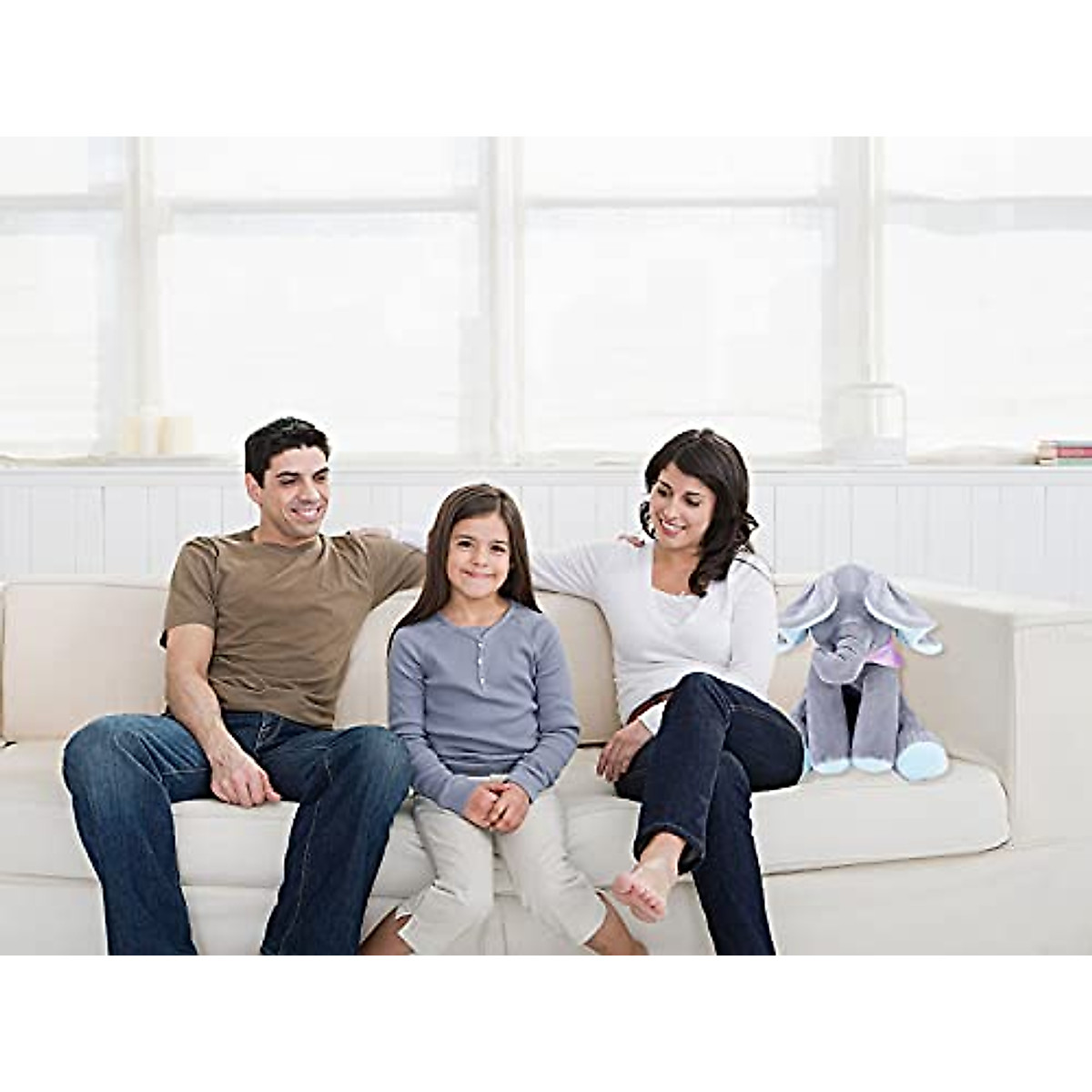 KW-Joey Animated Elephant Toys, Plush Singing Elephant with Ears Moving Electric Plush Toy, Adorable Elephant Stuffed Animal Toy for Baby's Gift, Blue, 12 inches