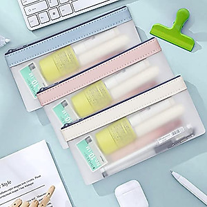 Toplive 3 Pcs Pencil Case Set, Clear Pencil Pouches, TPU Zipper Pen Case Bag, Pencil Storage Pouch, Makeup Bag for Women, Portable Office Stationery Pouch for Students Adults