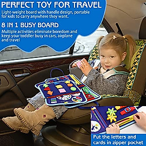 Esjay Toddler Busy Board Montessori Toys for 1 2 3 4 Year Old, Sensory Board with Buckles Educational Activities for Learning Fine Motor Skills, Gifts for Girls Boys, Travel Toys for Airplane Car