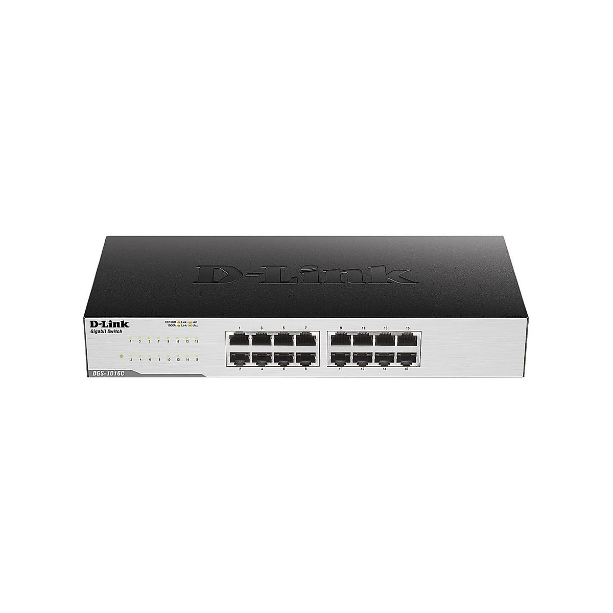 D-Link Ethernet Switch, 16 Port Gigabit Unmanaged Network Internet Hub Desktop Rackmount, Plug N Play (DGS-1016C)