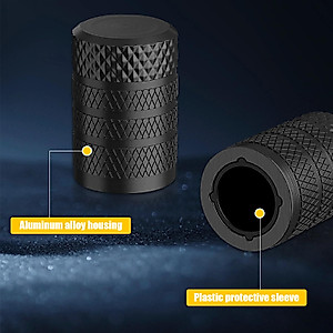 UGSHY 4 PCS Tire Valve Stem Caps for Car, Alloy Tire Valve Cap Set, Universal for Cars Trucks Motorcycles SUVs (Black)