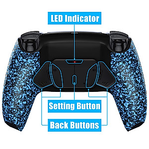eXtremeRate Textured Blue Programable RISE4 Remap Kit for PS5 Controller BDM 010 & BDM 020, Upgrade Board & Redesigned Back Shell & 4 Back Buttons for PS5 Controller - Controller NOT Included