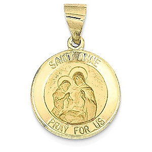 IceCarats 14K Yellow Gold Saint Anne Medal Necklace Charm Pendant 22.75mm x 15.5mm Only