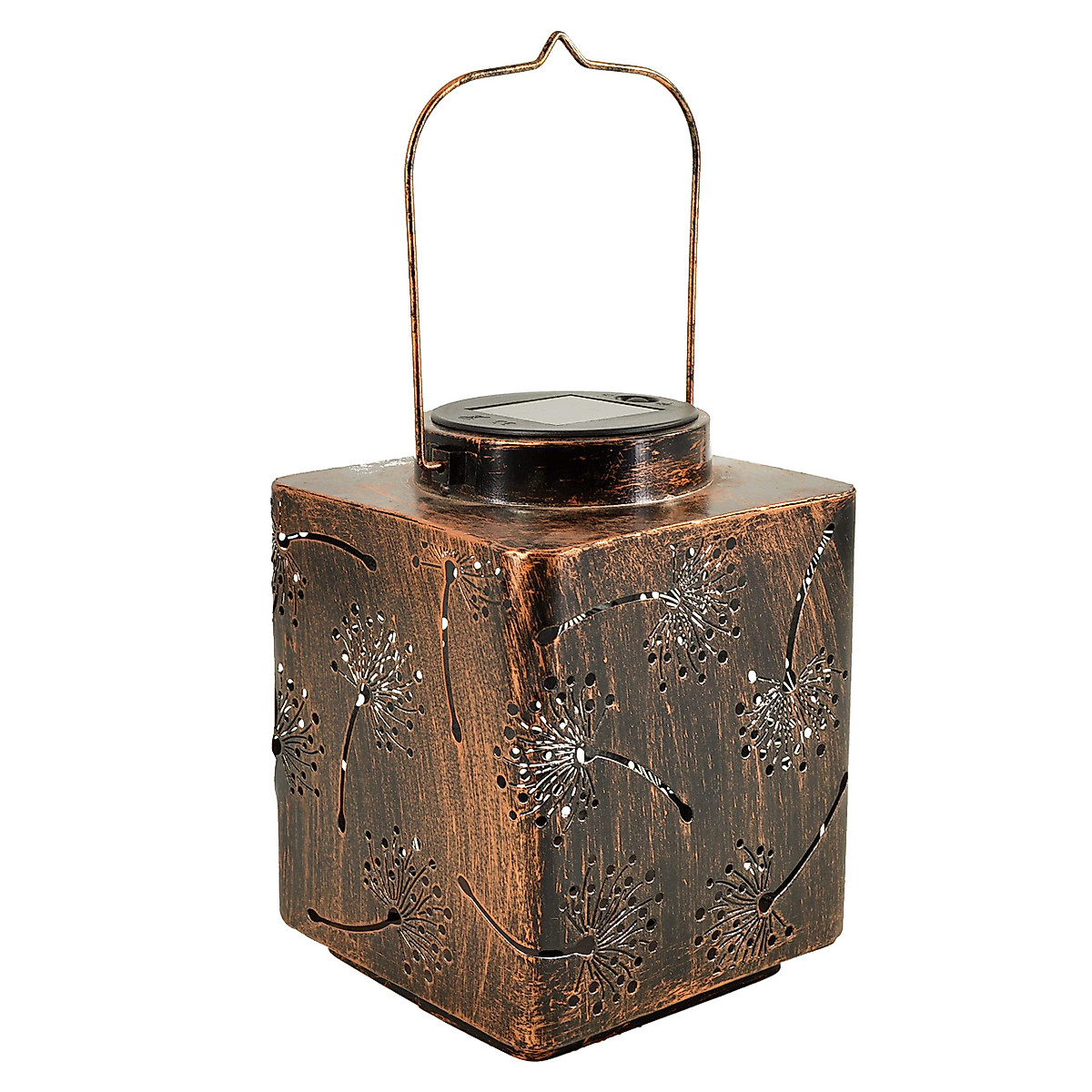 Elfengarden 36 Inch Solar Lantern with Shepherd Hooks - Metal Lanterns Decorative Warm White LED Light - Waterproof Powered Hanging for Patio Garden Pathway [Dandelion-B]