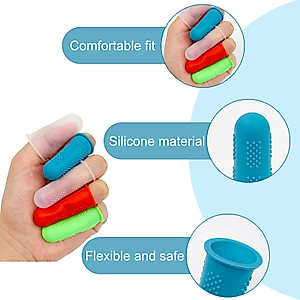 12 Pcs Silicone Hot Glue Gun Finger Caps, Anti-Slip and Reusable Silicone Thumb Protector, Finger Guard Protectors or Hot Glue Wax Rosin Resin Honey Adhesives Scrapbooking Sewing, Small, Medium, Large