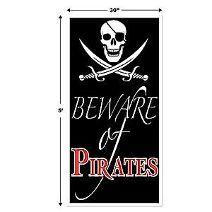 Beistle Beware of Pirates Door Cover,Black/White/Red