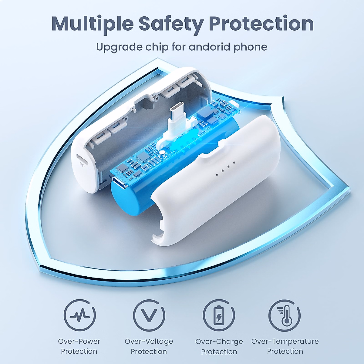 [2 Pack]Mini Portable Charger USB-C Power Bank, 5200mAh Portable Phone Charger,Compact Plug in Battery Pack Compatible with iPhone 15/15 Plus/15 Pro/15 Pro Max Samsung S23 iPad Pro Android Phones etc