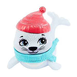 Mattel Enchantimals Fishing Friends Ice Fishing Playset with Sashay Seal Small Doll (6-in) & Blubber Animal Figure, Add Water and Use Poles to Catch Fish, Great Gift for 3-8 Year Olds