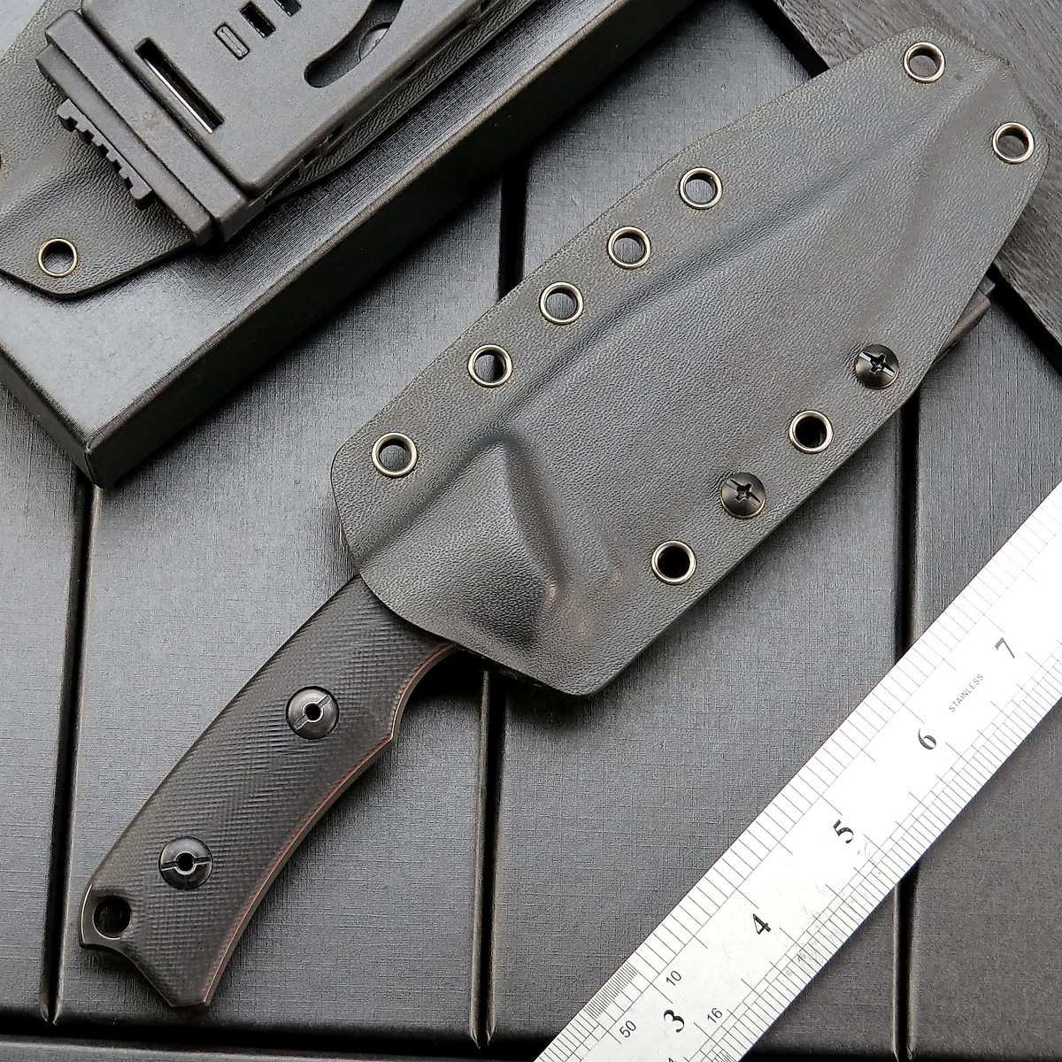 Eafengrow EF124 Fixed Blade Knife 14c28n Steel Blade Coated Black Titanium, G10 Handle Fixed Knife for Outdoor Camping Hunting Survival EDC Tool Knives with Kydex Sheath(Black)