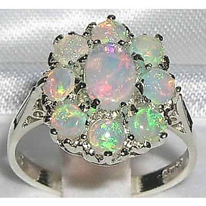 LetsBuyGold 925 Sterling Silver Natural Opal Womens Promise Ring - Size 6.5