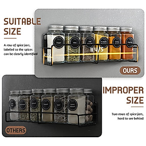 VITEVER Magnetic Spice Rack, 4 Pack, 24 Square Glass Jars with Lids, Quick-Find Pre-Printed Labels, Funnel, Space Saver, Refrigerator and Microwave Oven Organizer