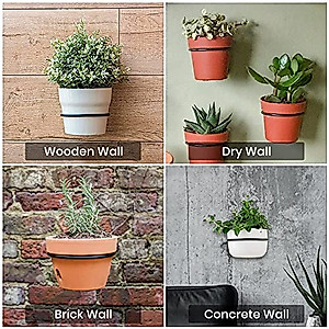 TreeLen 8 inch Flower Pot Holders for Outside,3 Pack Heavy Duty Flower Pot Ring Wall Planter for Plant Pots Indoor Outdoor,Black