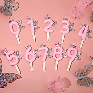 2.6" Large Birthday Candles, 0-9 Crown Number Candle Glitter Pink Birthday Candle Cake Topper Numeral Cake Candles for Baby Girl Birthday Cakes Anniversary Wedding Party (Number 5)