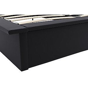 DHP Maven Upholstered Platform Bed with 11 Inch Height for Raised Mattress Support, No Box Spring Needed, Queen, Black Faux Leather