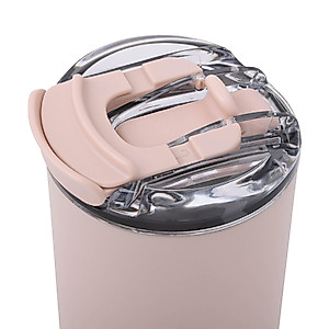 Manna Groove Stainless Steel Insulated Tumbler with Locking Tritan Lid and Flip-up Straw - 30 Oz - Rose Quartz Powder Coat