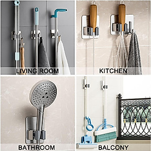 ATLANTICMop Holder, Modern Wall Mounted Heavy Duty Stainless Steel Storage Rack Organization Tools, Kitchen Garden Garage Or Bathroom Organization. (PACK OF 1.)