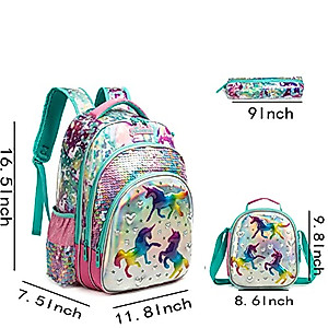 ZBAOGTW Unicorn School Backpacks for Girls with Lunch Box and Pencil Bag, Backpack for Teens Girls Lightweight for School, Travel