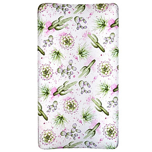 Cactus Changing Pad Cover | Cacti Southwest Nursery Decor | Watercolor Design