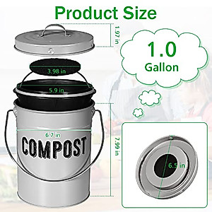 Compost Bin Kitchen Counter, Durmmur 1.0 Gallon Indoor Kitchen Compost Bin, Compost Pail, Countertop Compost Bin with Lid Sealed for Waste Food, Compost Bucket, Easy Clean Compost Container