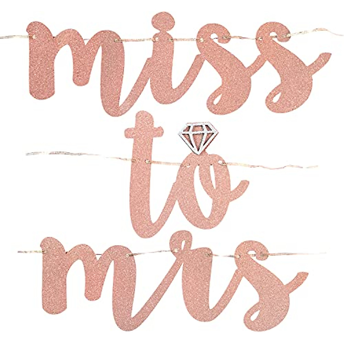Miss to Mrs, Let's Party Bitches Banner Set. Bachelorette, Engagement or Wedding Party Decorations. 2 Sparkly Banners with Super Fun Diamond Ring and Circle Confetti (Rose Gold)
