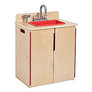 ECR4Kids Play Kitchen Sink, Wooden Playset, Natural