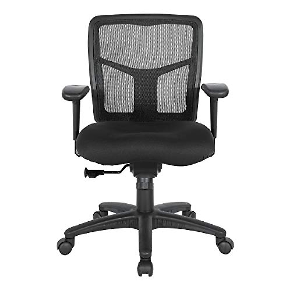 Office Star ProGrid Breathable Mesh Back Manager's Office Chair with Built-in Lumbar Support and Height Adjustable Padded Arms, Coal FreeFlex Fabric