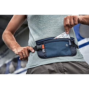 TROIKA SICHERHEITSGURT – BLB20/DB – Belt bag + 2 zipper compartments – money belt –fraud prevention (RFID chips) – for tickets, passport, ID card, driving license, boarding cards – TROIKA-original